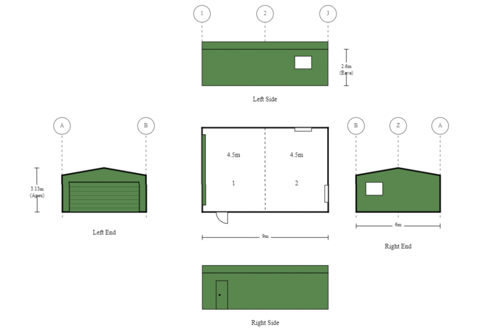6m X 9m X 2 6m Double Bay Colorbond Shed With Roller Door And PA Door