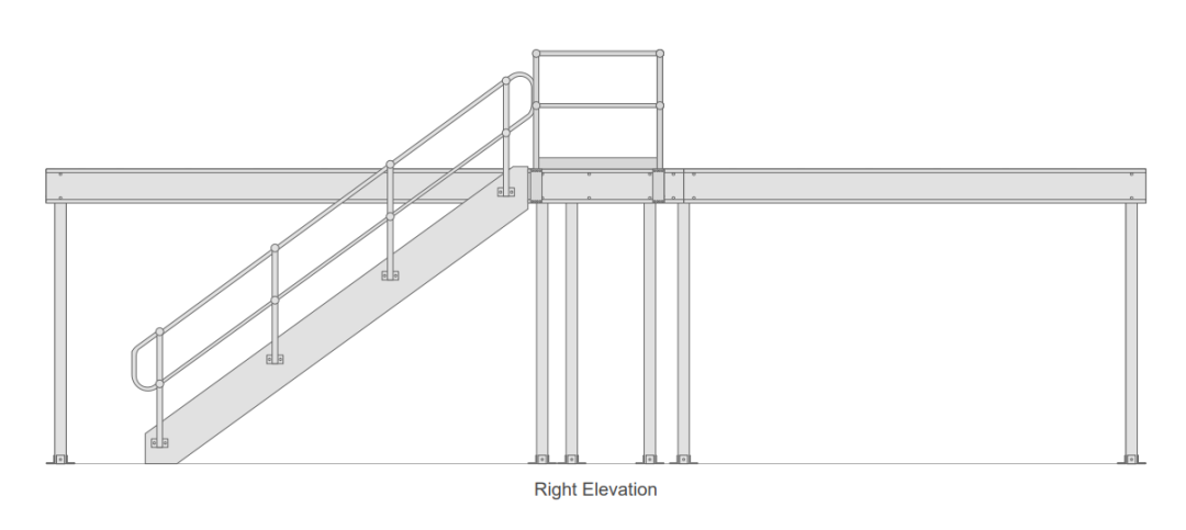 9690 x 6290 x 2600 Mezzanine Floor With Stairs, Handrails and Railing