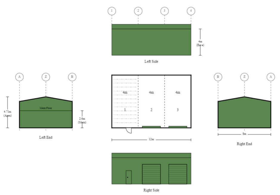 8m x 12m x 4m Triple Bay 2 Car Garage with Workshop Space | Steel Sheds ...