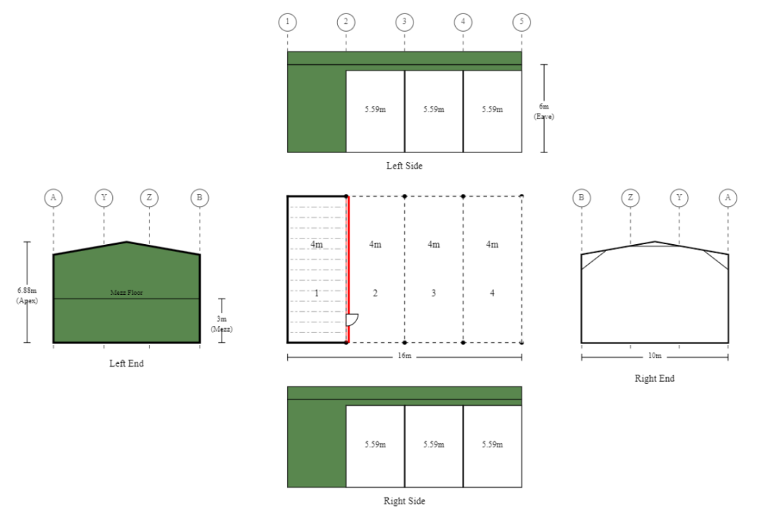 10m x 16m x 6m Farm Shed with Mezzanine Floor, Roof Upgrade for Solar ...