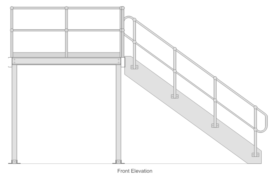4000 x 2400 x 2200 Mezzanine Floor with Stairs, Handrail and Railing