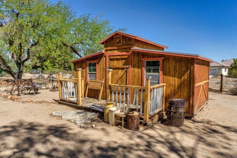 Rustic Western-Style Wooden Cabin Shed with a Front Porch | Steel Sheds ...